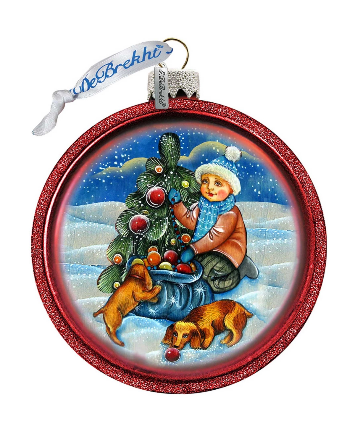 Click here for G.DeBrekht Trim A Tree Boy with Dogs C Ball Glass... prices