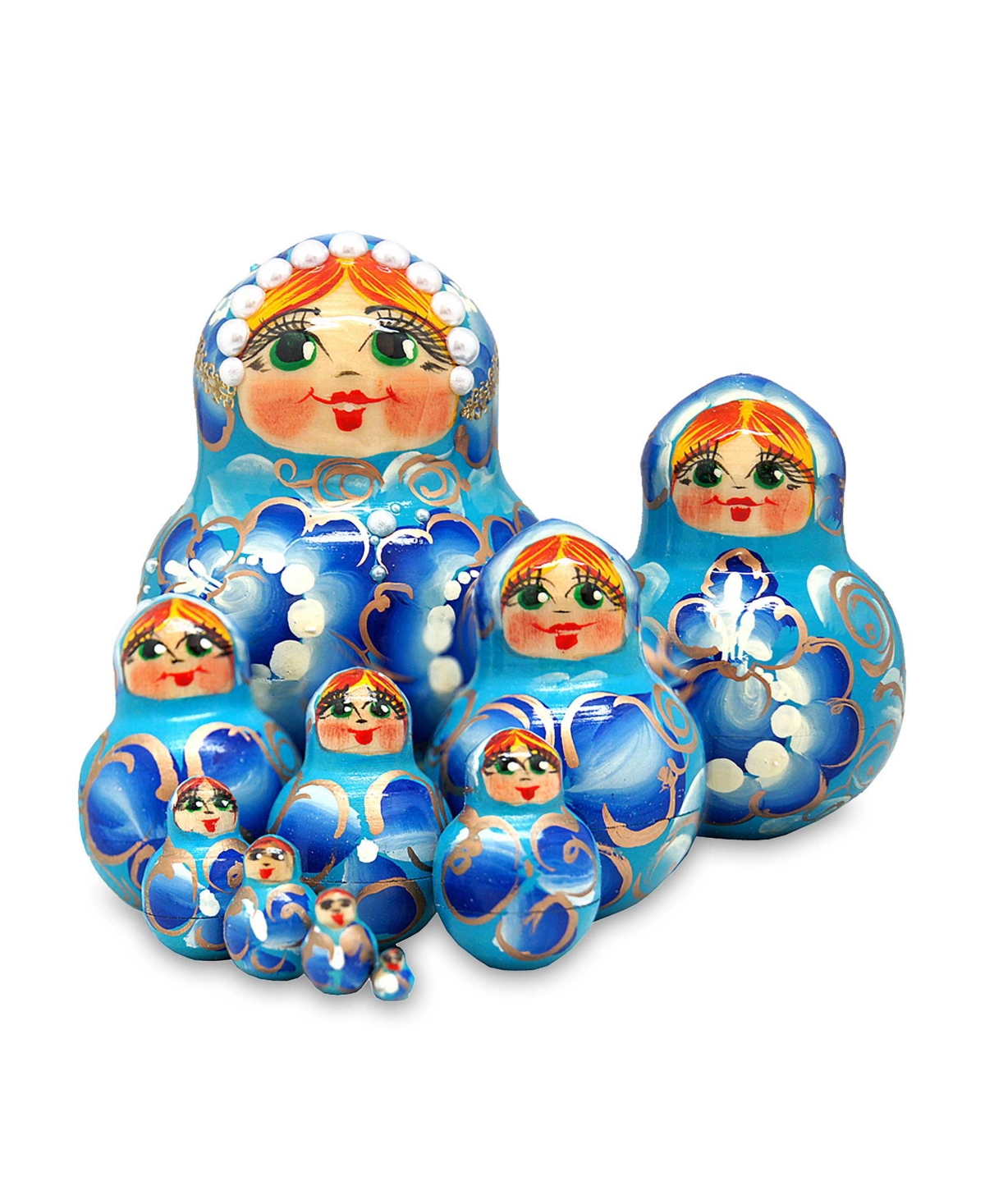 Click here for G.DeBrekht Flower In Blue 10 Piece Russian Matryos... prices