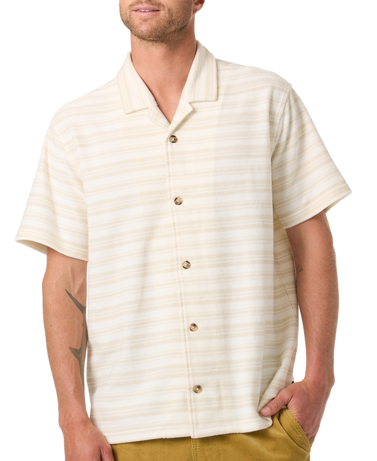 Click here for ONeill Mens Striped Herringbone Camp Collar Shirt... prices