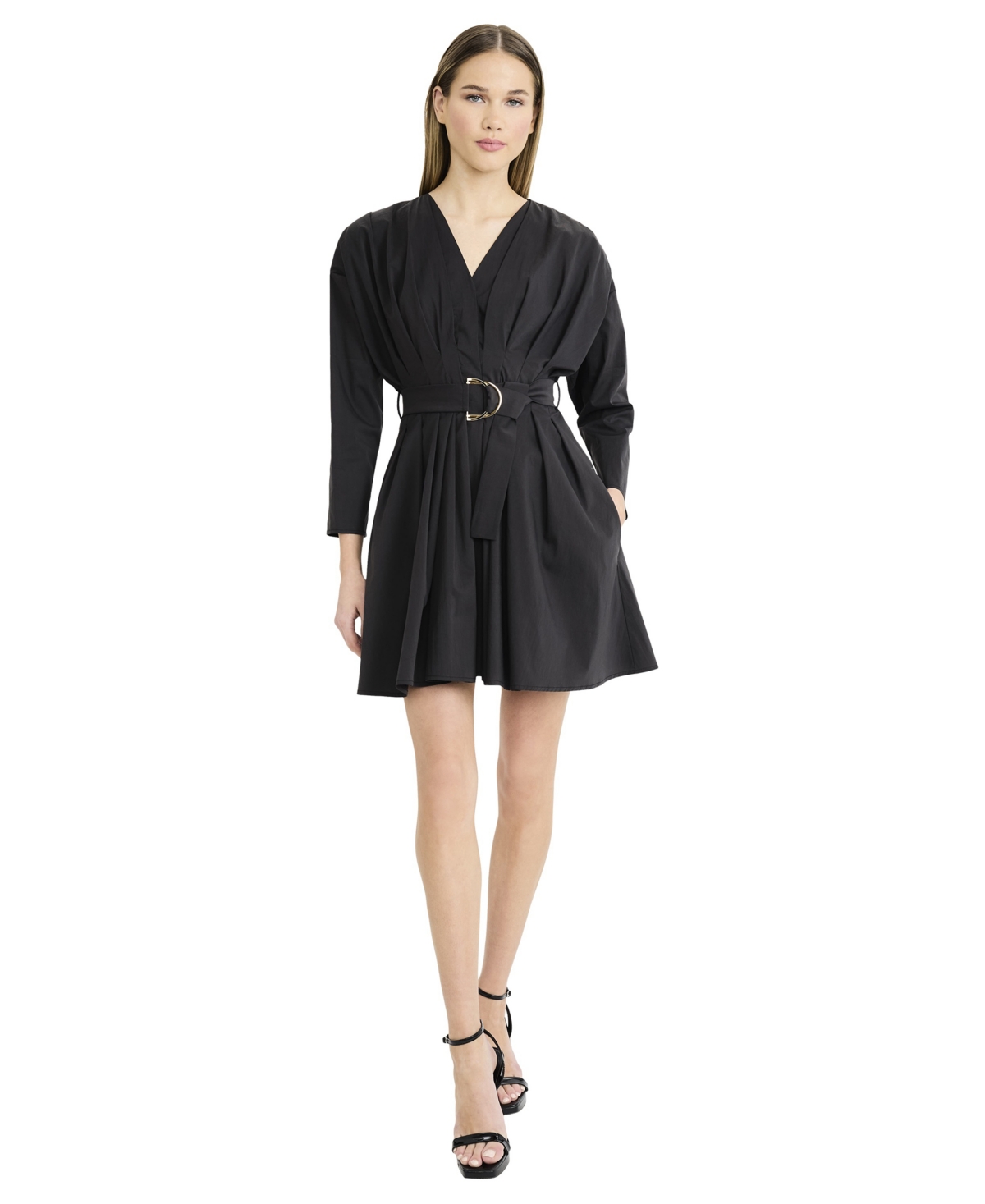 Click here for Luxely Womens Long Sleeve V-neck Mini Dress - Mete... prices