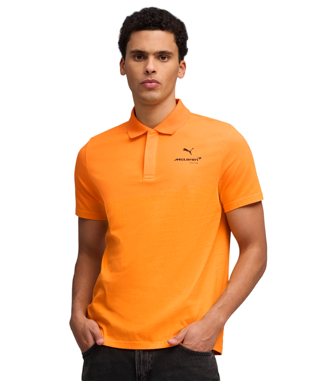 Click here for Puma Mens McLaren Small Logo Polo Shirt - Papaya prices