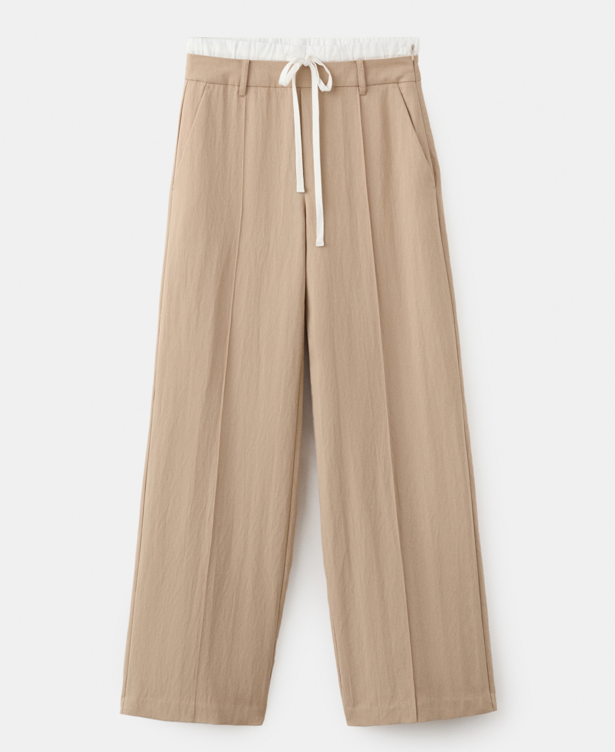 Click here for Mango Womens Combined Waistband Lyocell Pants - Be... prices