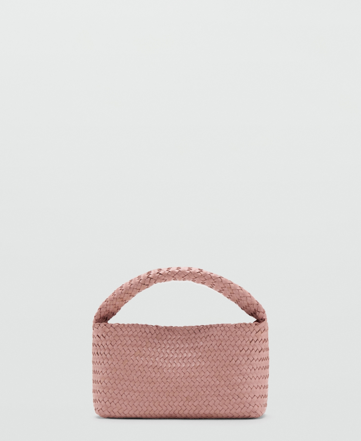 Click here for Mango Womens Braided Leather Handbag - Light Pink prices