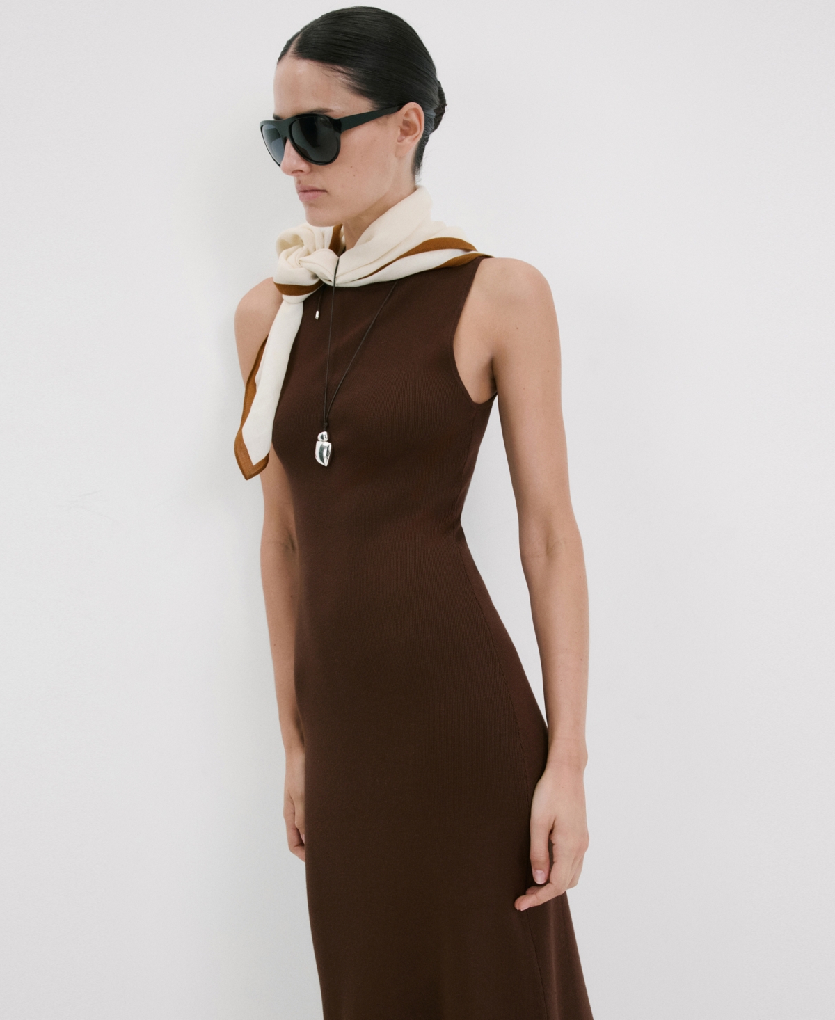 Click here for Mango Womens Fitted Midi-Dress - Chocolate prices