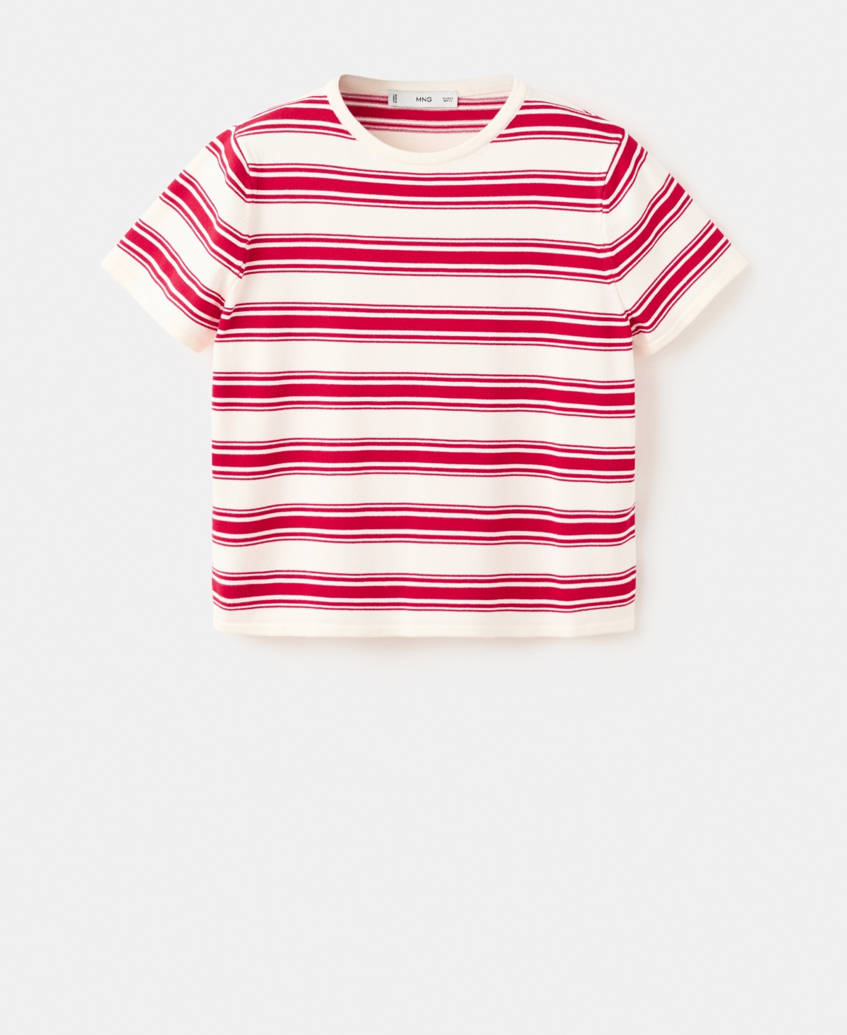 Click here for Mango Womens Knit Striped Sweater - Red prices