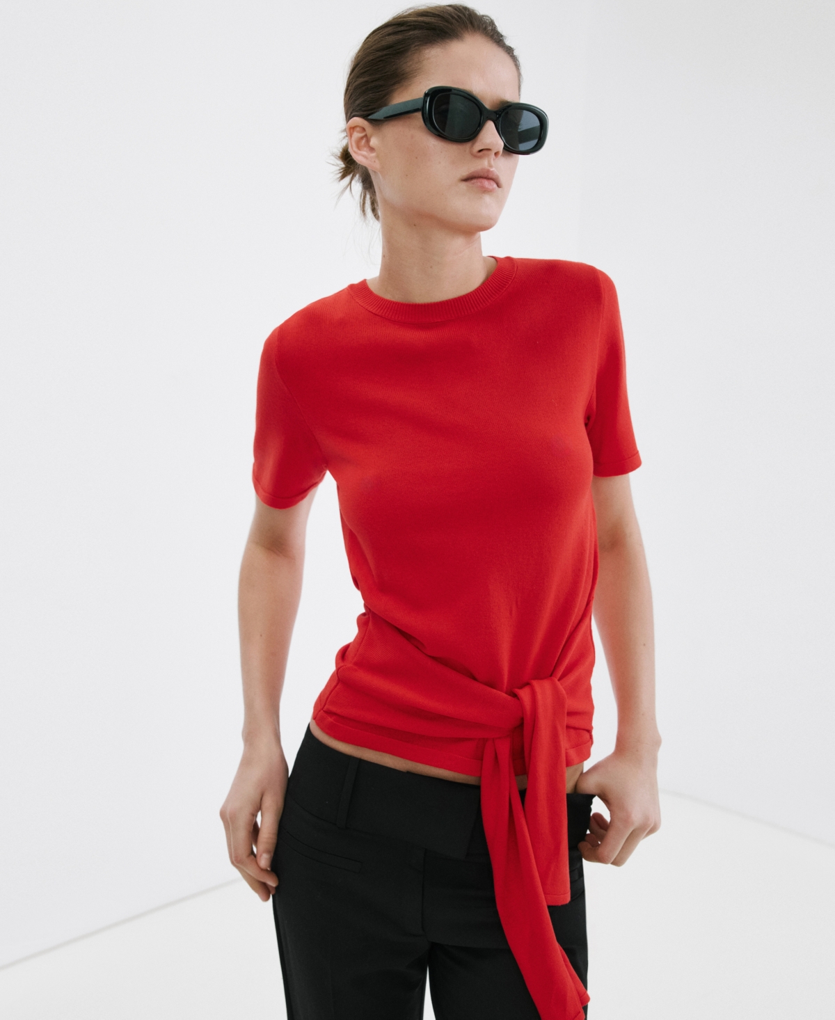 Click here for Mango Womens Bow Detail Sweater - Intense Red prices