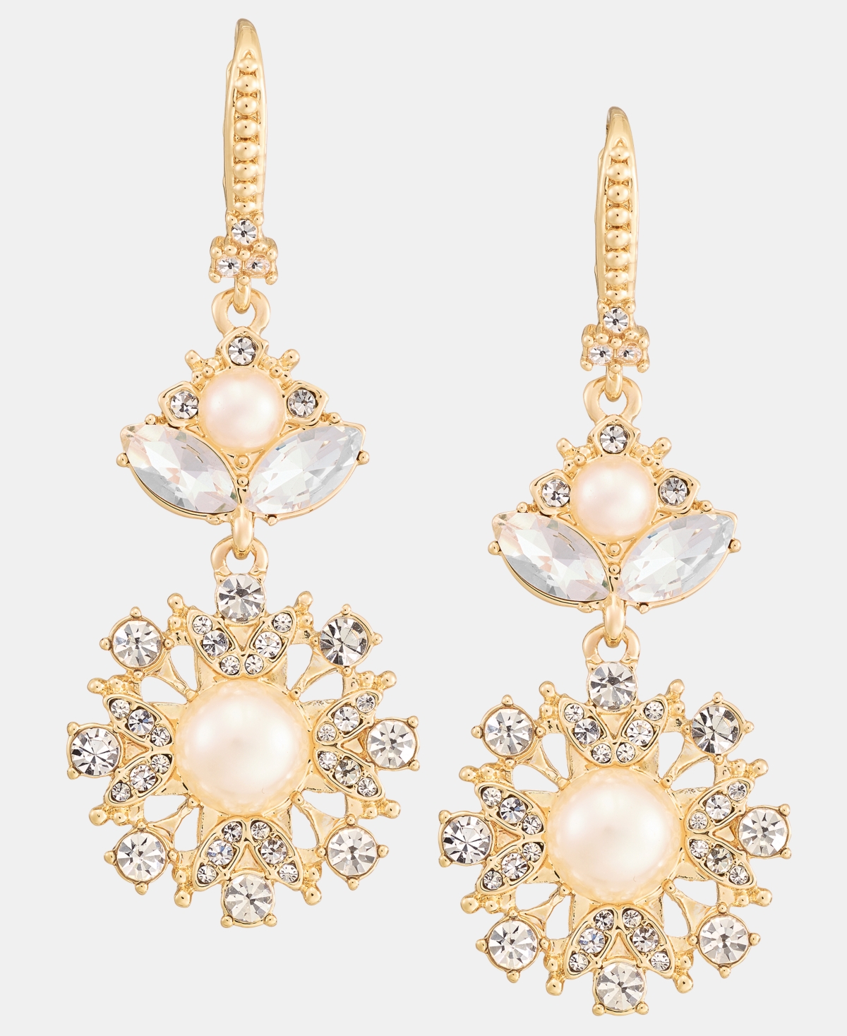 Click here for Marchesa Crystal & Imitation Pearl Double Drop Ear... prices