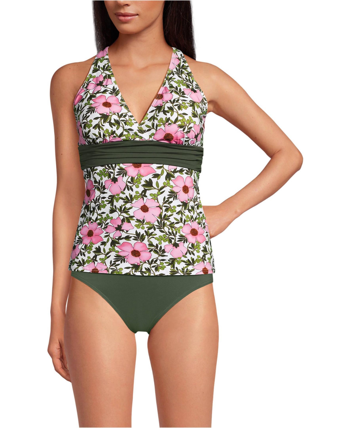 Click here for Lands End Womens V-Neck Plunge X Back Tankini Top... prices