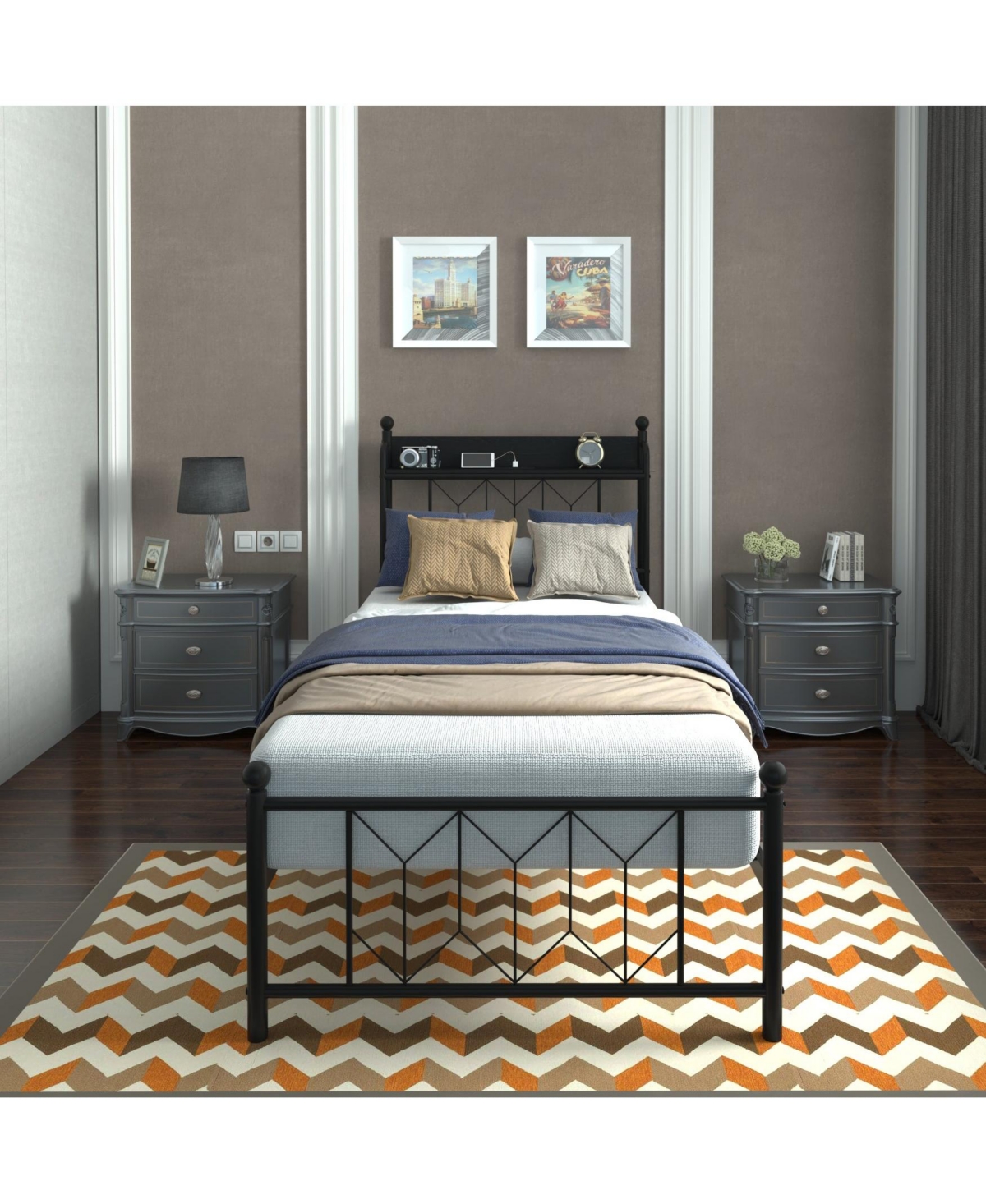 Click here for Lucky One Twin Bed Frames  Headboard and Charging... prices