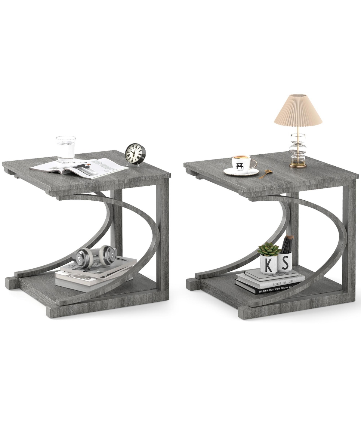 Click here for Gymax 2PCS 24 Side End Table with Storage Shelf an... prices