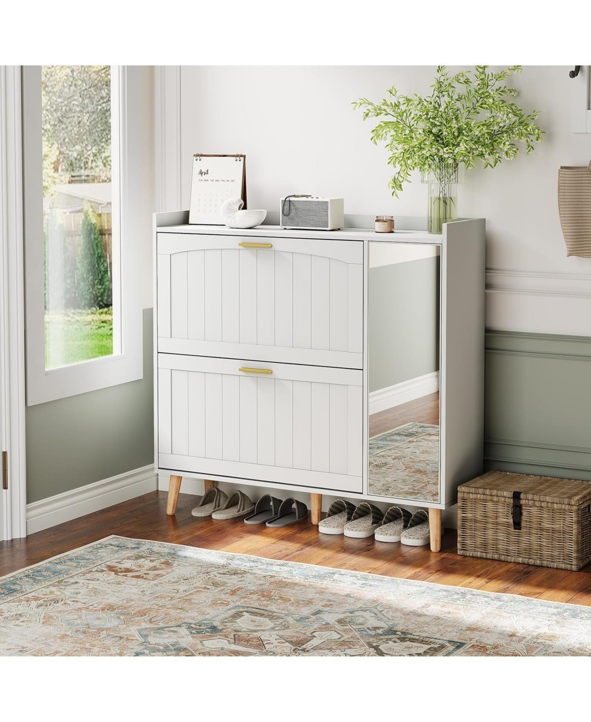 Click here for gaomon Shoe Cabinet with Mirror  2 Flip Drawers an... prices