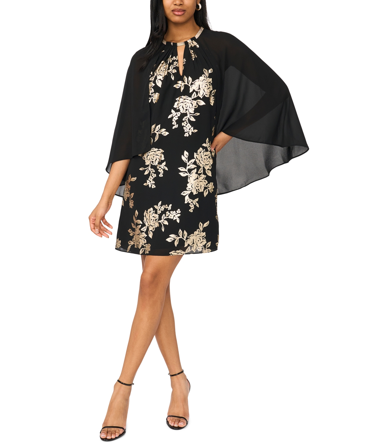 Click here for Msk Womens Printed Short Dress - Black/Gold prices