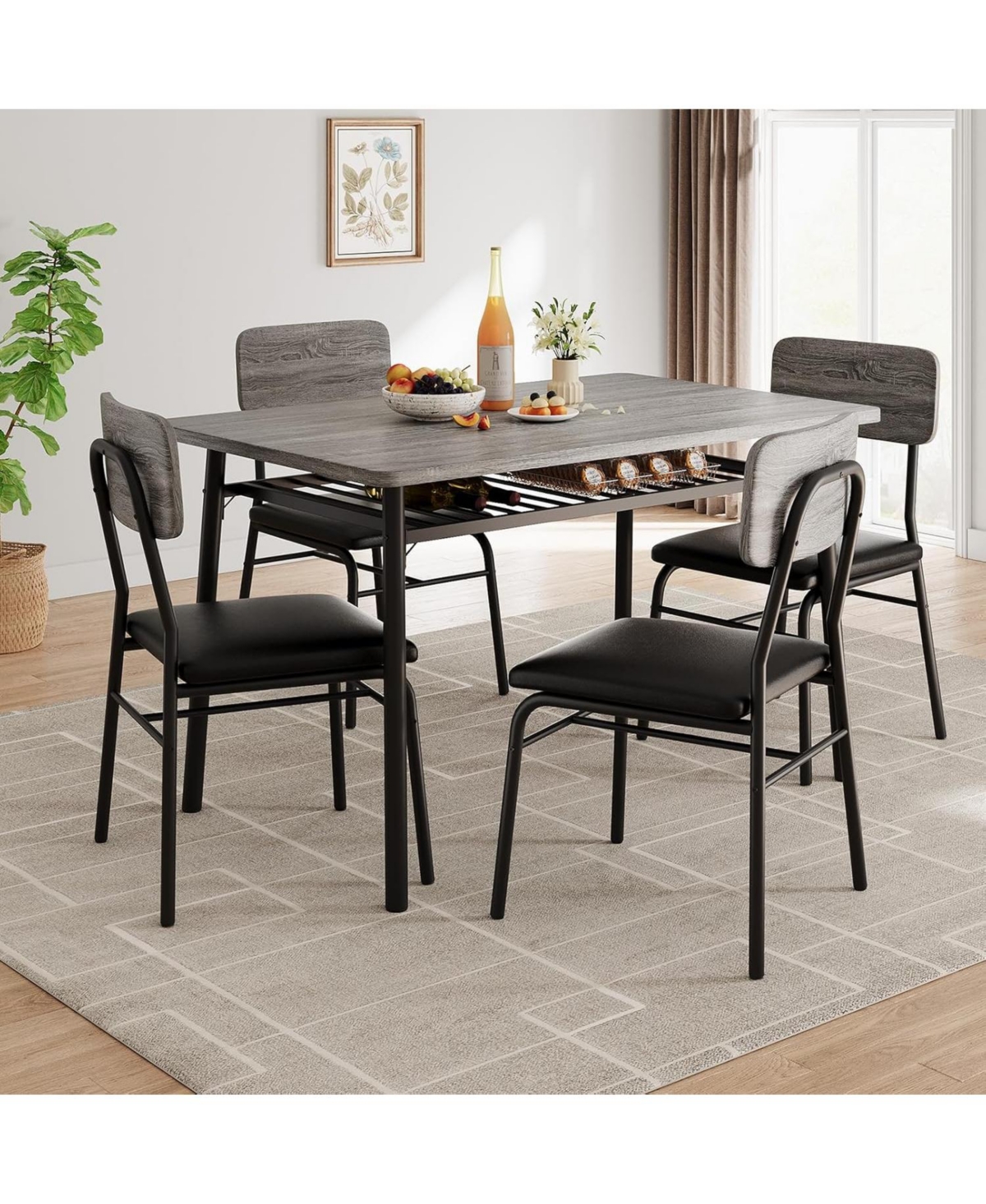 Click here for gaomon Dining Table Set for 4 with Storage Rack  5... prices
