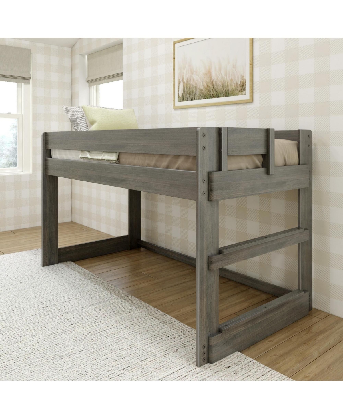 Click here for Max and Lily Farmhouse Twin Low Loft Bed  White Wa... prices