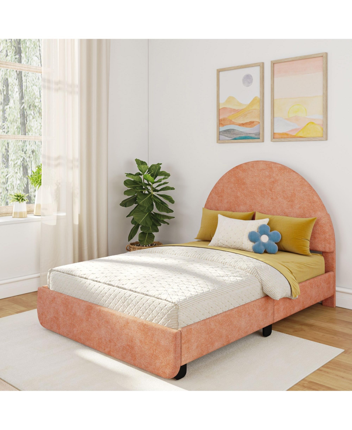 Click here for Max & Lily Upholstered Bed with Arch Headboard (Fu... prices