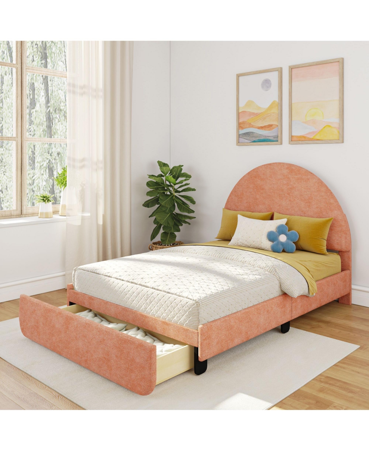 Click here for Max & Lily Upholstered Bed with Arch Headboard (Fu... prices