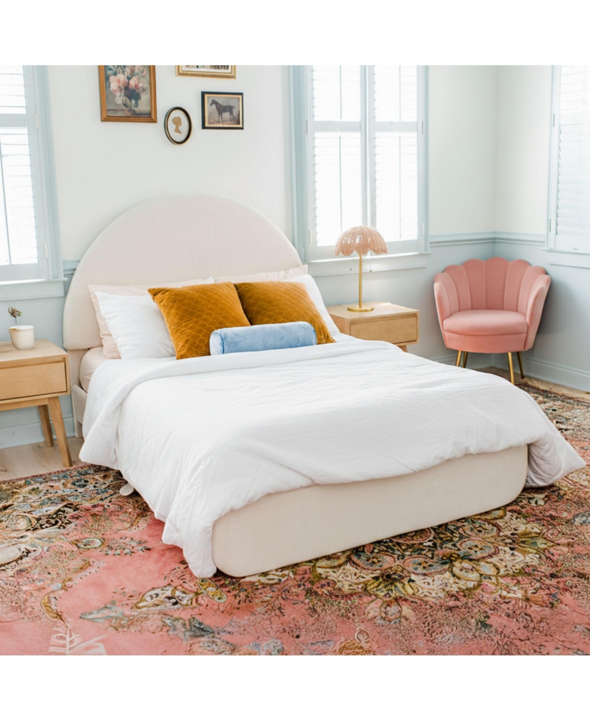 Click here for Max & Lily Upholstered Bed with Arch Headboard (Fu... prices