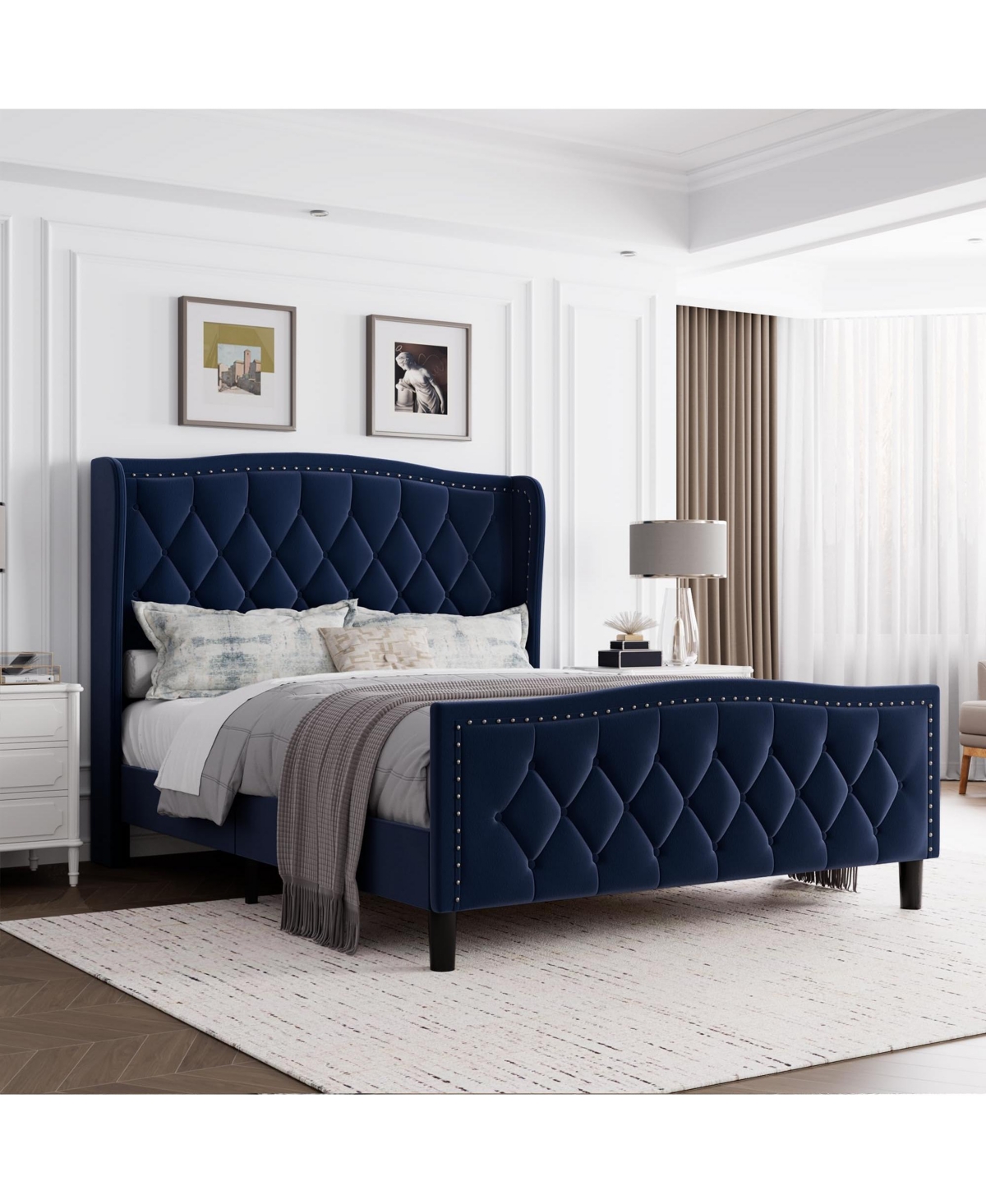 Click here for gaomon Bed Frame  Velvet Upholstered Platform Bed... prices