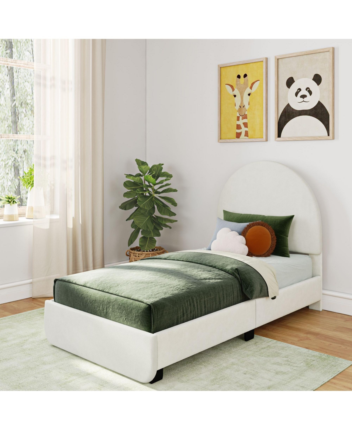 Click here for Max and Lily Upholstered Bed with Arch Headboard (... prices