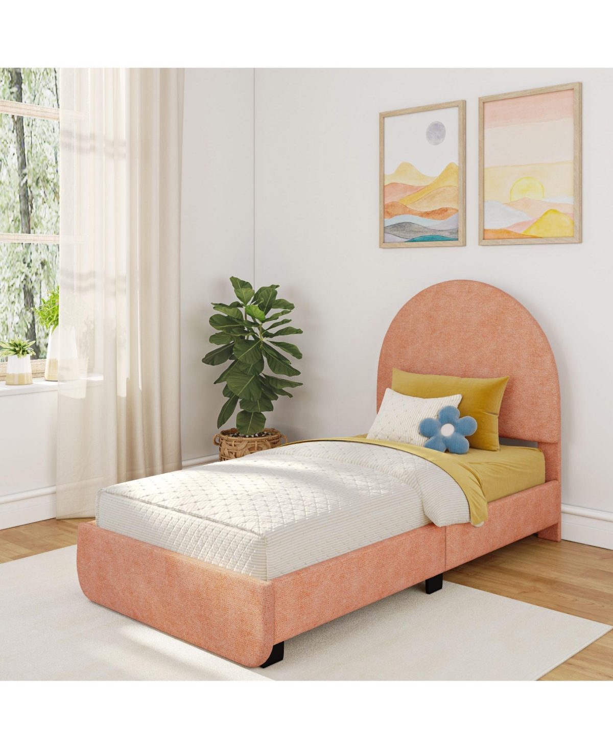 Click here for Max and Lily Upholstered Bed with Arch Headboard (... prices