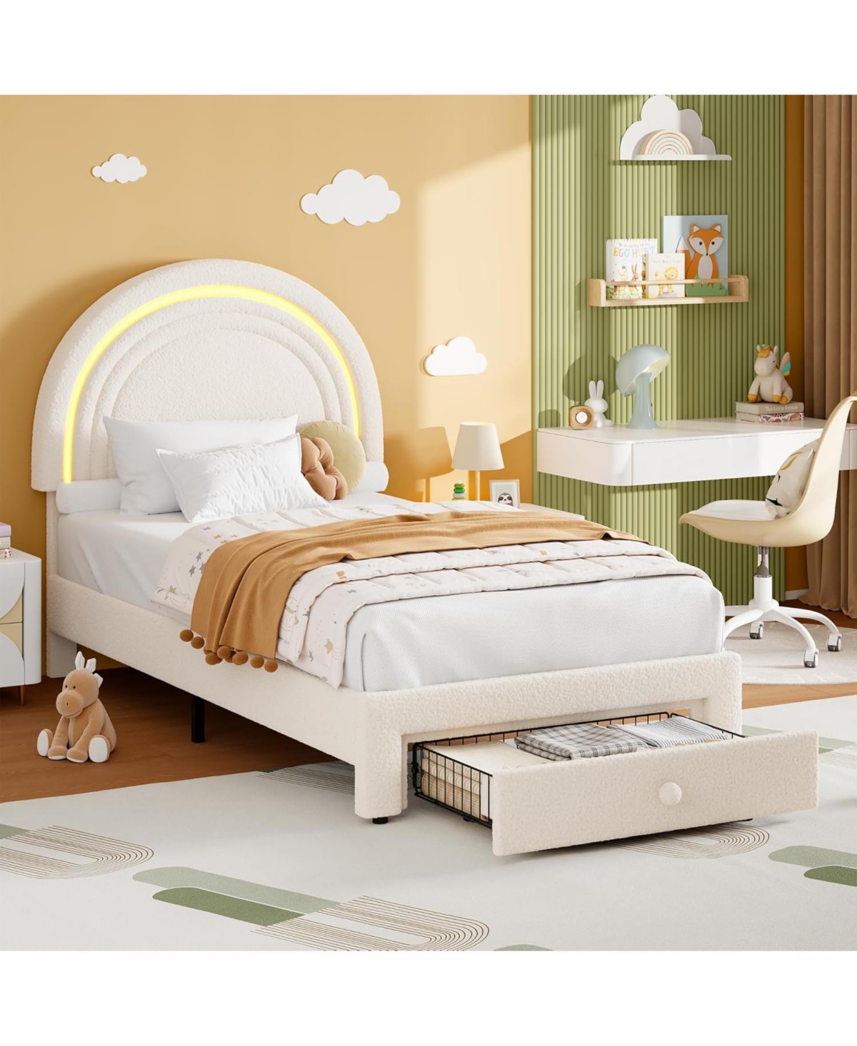 Click here for gaomon Twin Upholstered Led Bed Frame - with Stora... prices