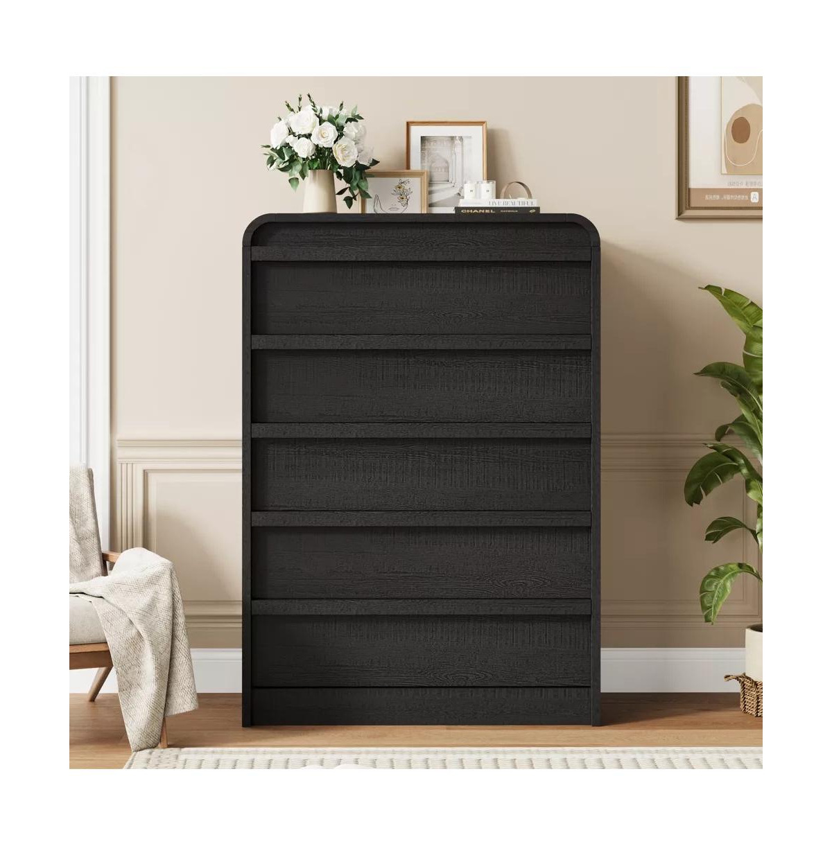 Click here for gaomon Arched 5 Drawer Wood Dresser with Curved Pr... prices