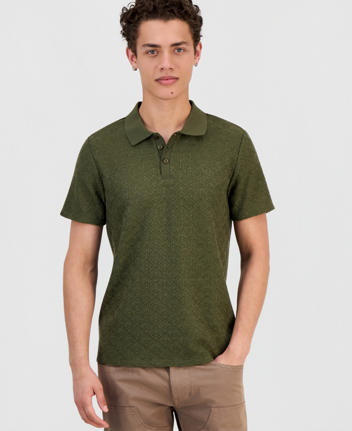 Click here for Guess Mens Logan Short Sleeve Knit Polo Shirt - AL... prices