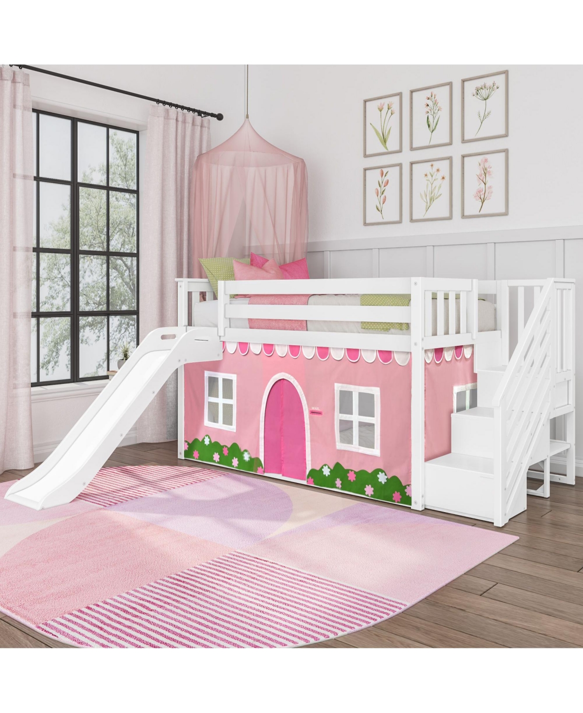Click here for Max & Lily Low Twin over Twin Bunk With Stairs  Ea... prices
