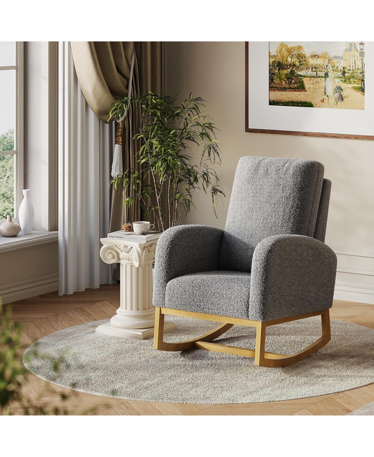 Click here for gaomon High Back Leather Glider Chair with Wood Le... prices