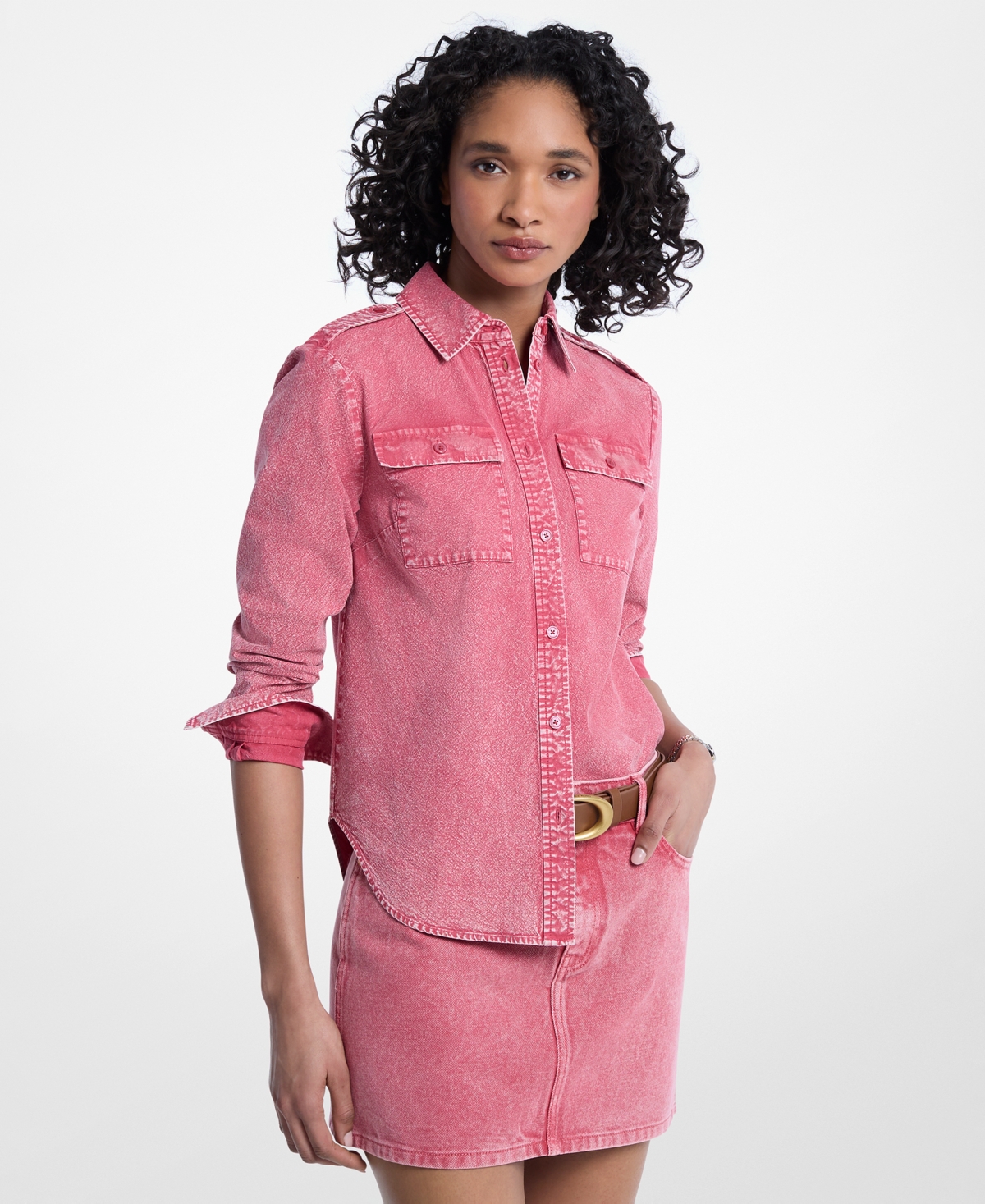 Click here for Michael Kors Womens Fitted Army Shirt - Light Berr... prices