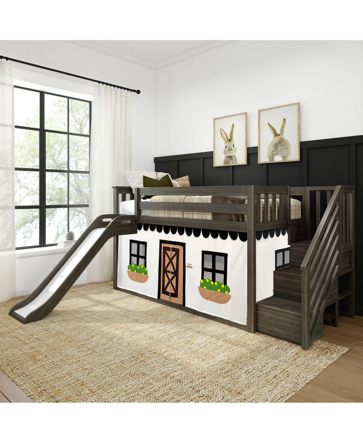 Click here for Max & Lily Low Twin over Twin Bunk With Stairs  Ea... prices