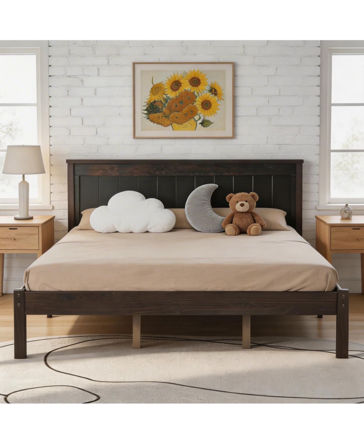 Click here for Sailvan Full Wood Platform Bed Frame with Headboar... prices