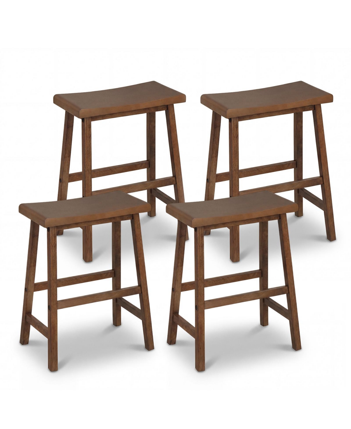 Click here for Gymax Solid Wood Saddle Bar Stools Set of 4 Backle... prices