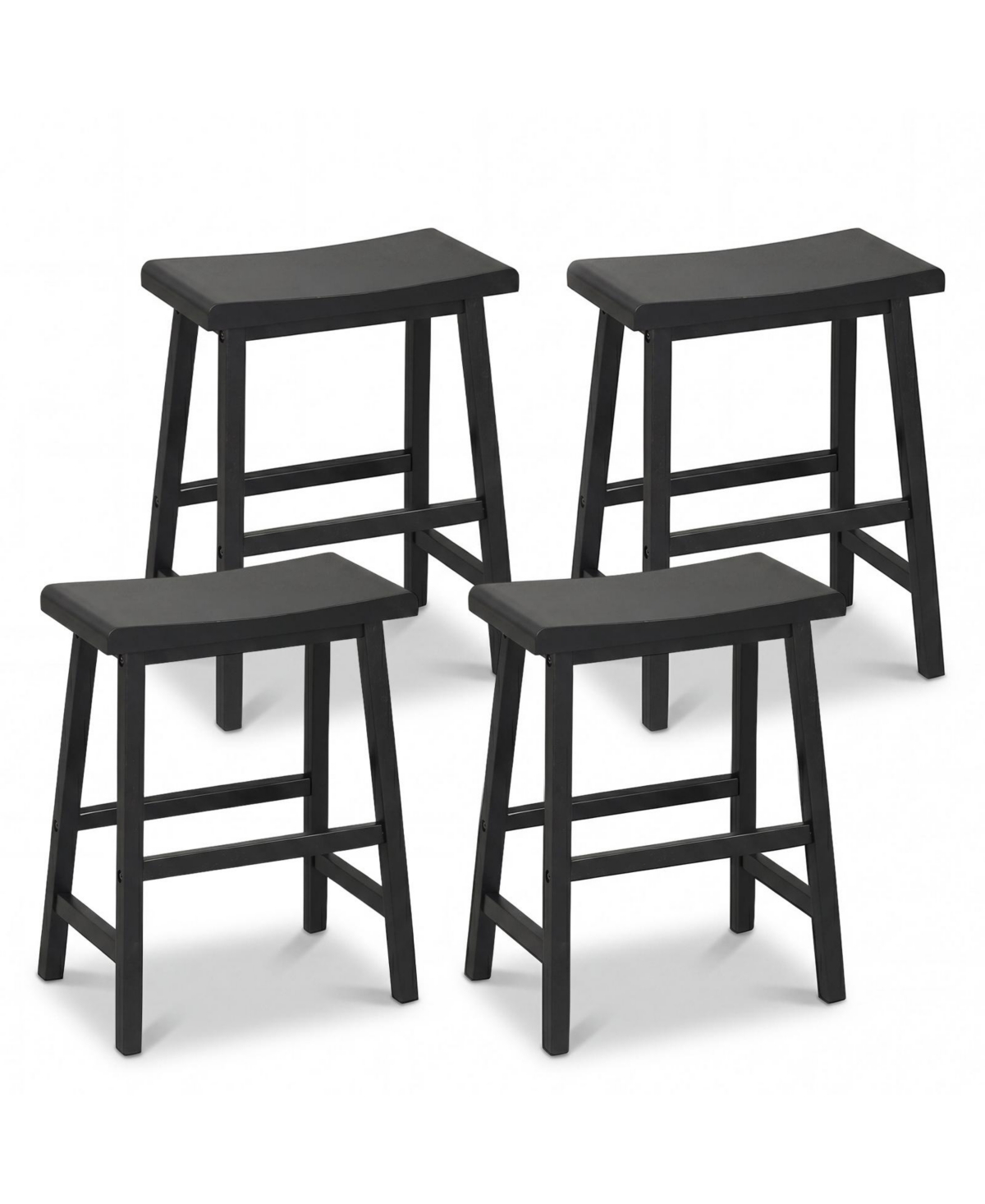 Click here for Gymax Solid Wood Saddle Bar Stools Set of 4 Backle... prices