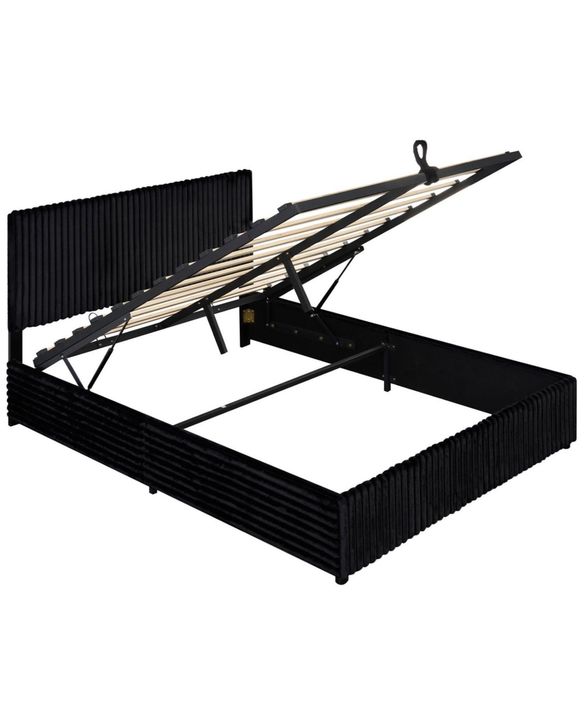 Click here for Slickblue Queen Lift Up Storage Bed with Wooden Sl... prices