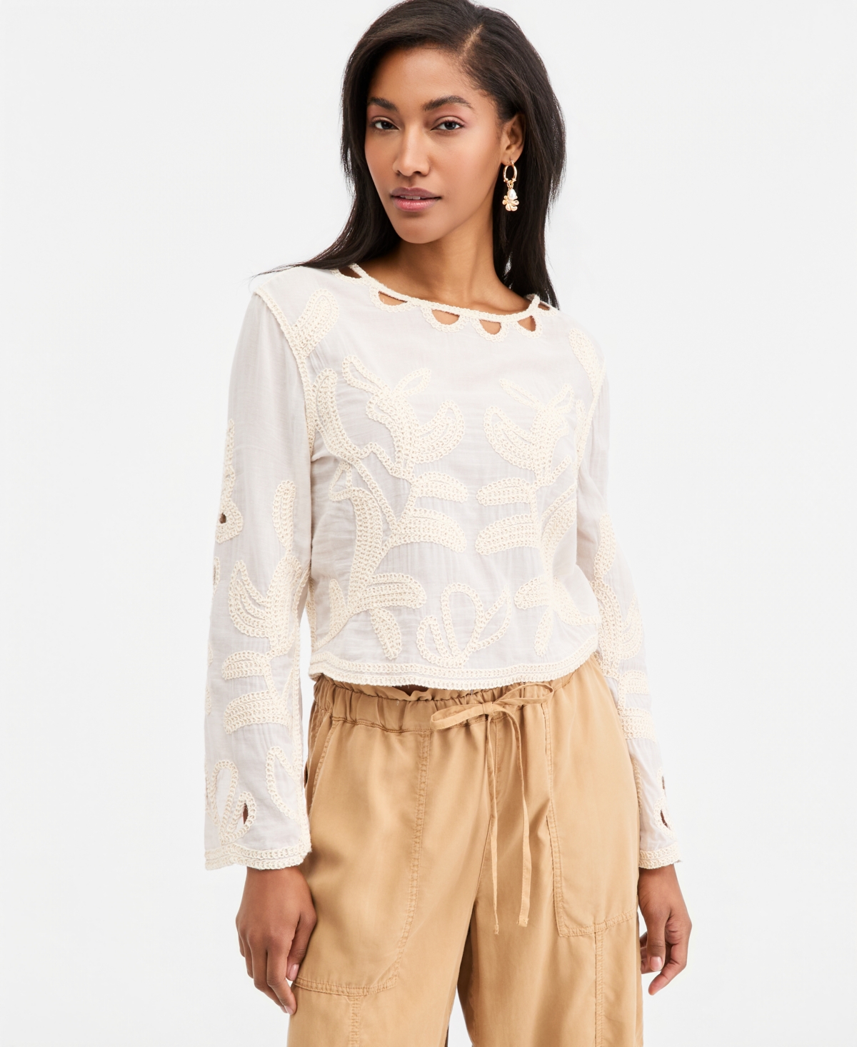 Click here for On 34th Womens Cotton Embroidered Cutwork Top  Mac... prices