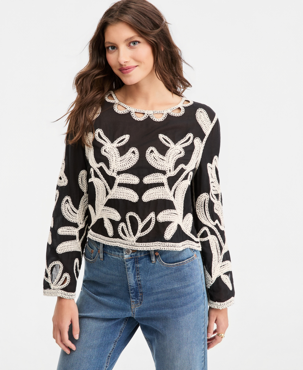 Click here for On 34th Womens Cotton Embroidered Cutwork Top  Mac... prices