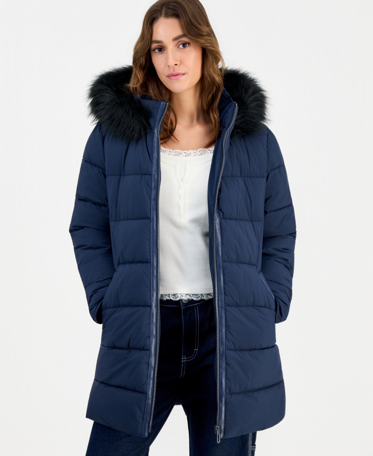 Click here for Maralyn & Me Juniors Hooded Faux-Fur-Trim Puffer C... prices