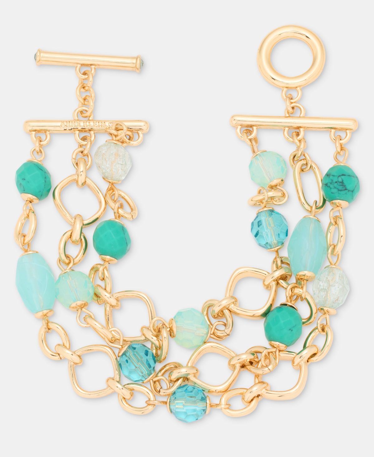 Click here for Anne Klein Gold-Tone Three-Row Stone Beaded Line B... prices