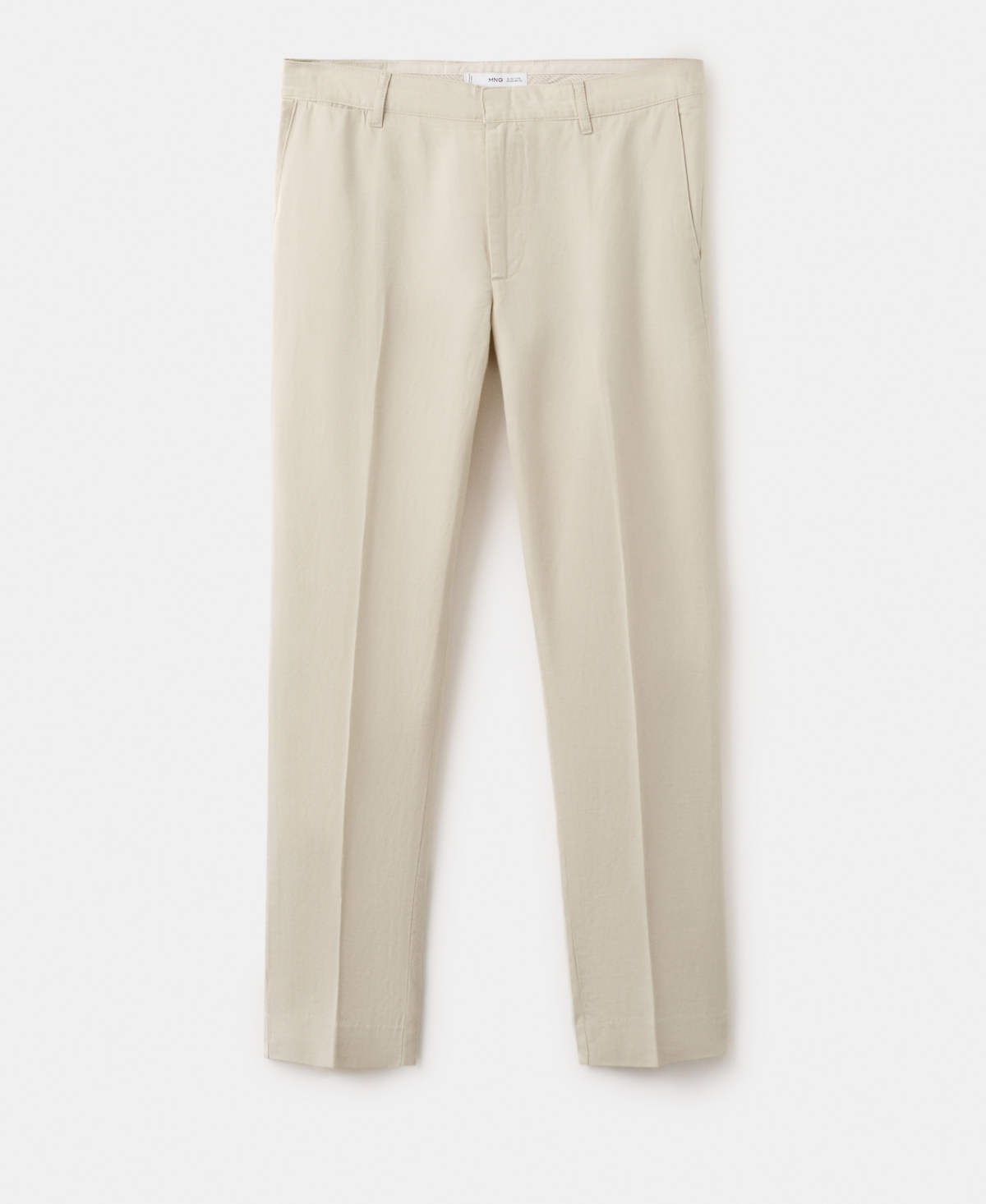 Click here for Mango Mens Slim-Fit Cotton Linen Trousers - Sand prices