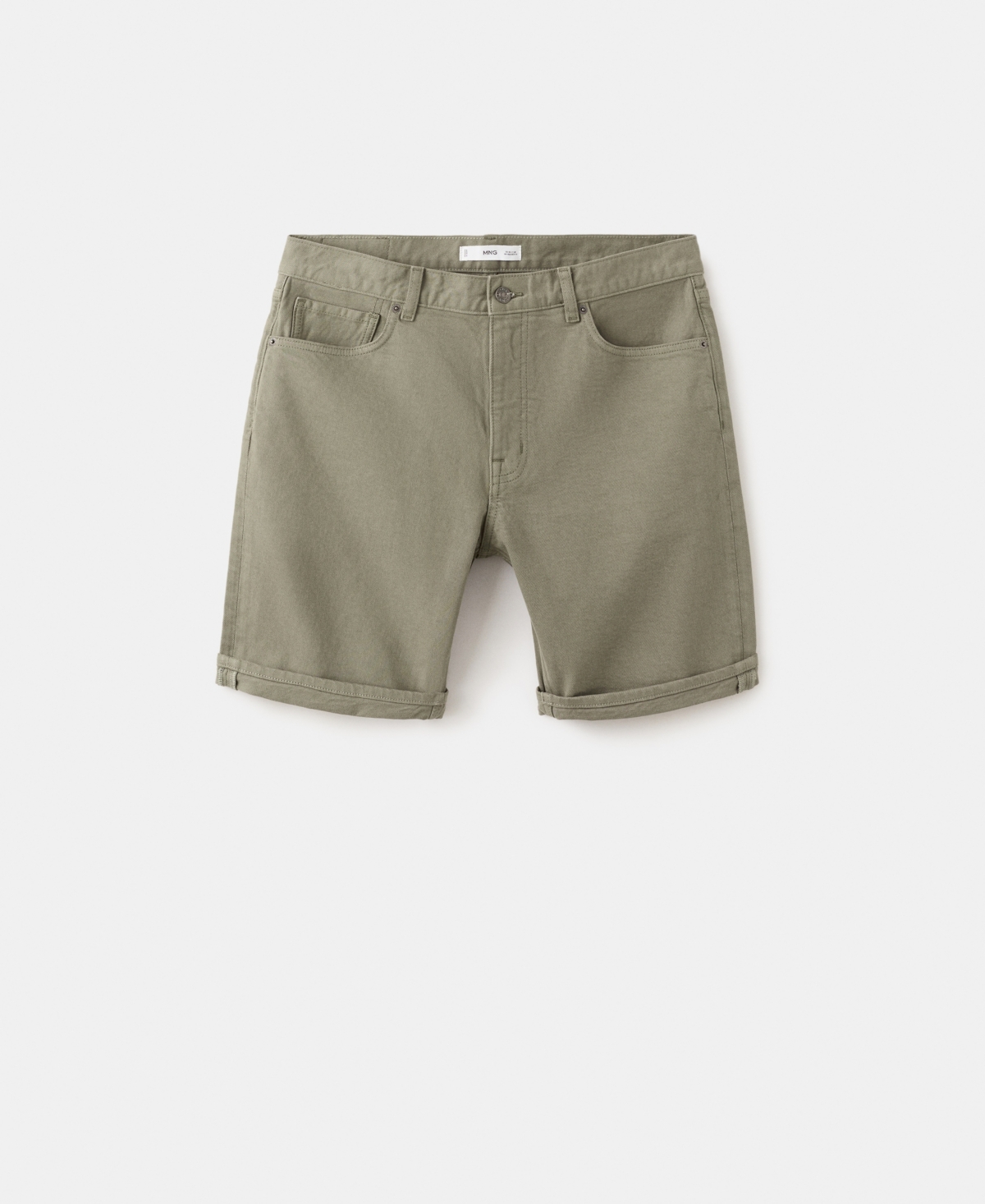 Click here for Mango Mens Slim-Fit Denim 9.45 Bermuda Shorts - Kh... prices