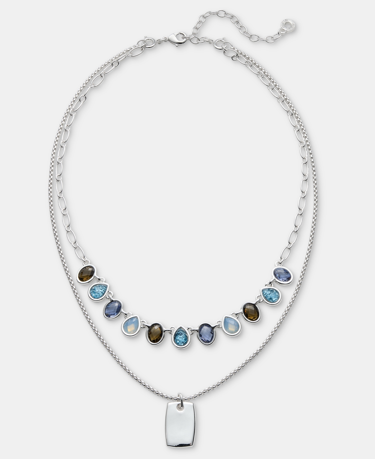 Click here for Anne Klein Blue Stone Dog Tag Pendant Necklace - B... prices