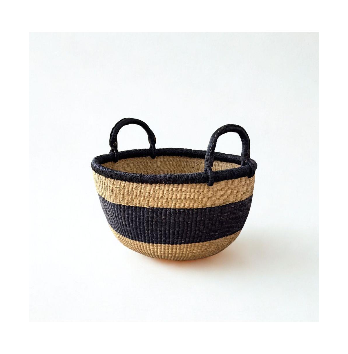 Click here for Mbare  Handwoven Stripe Bolga Basket - Black prices