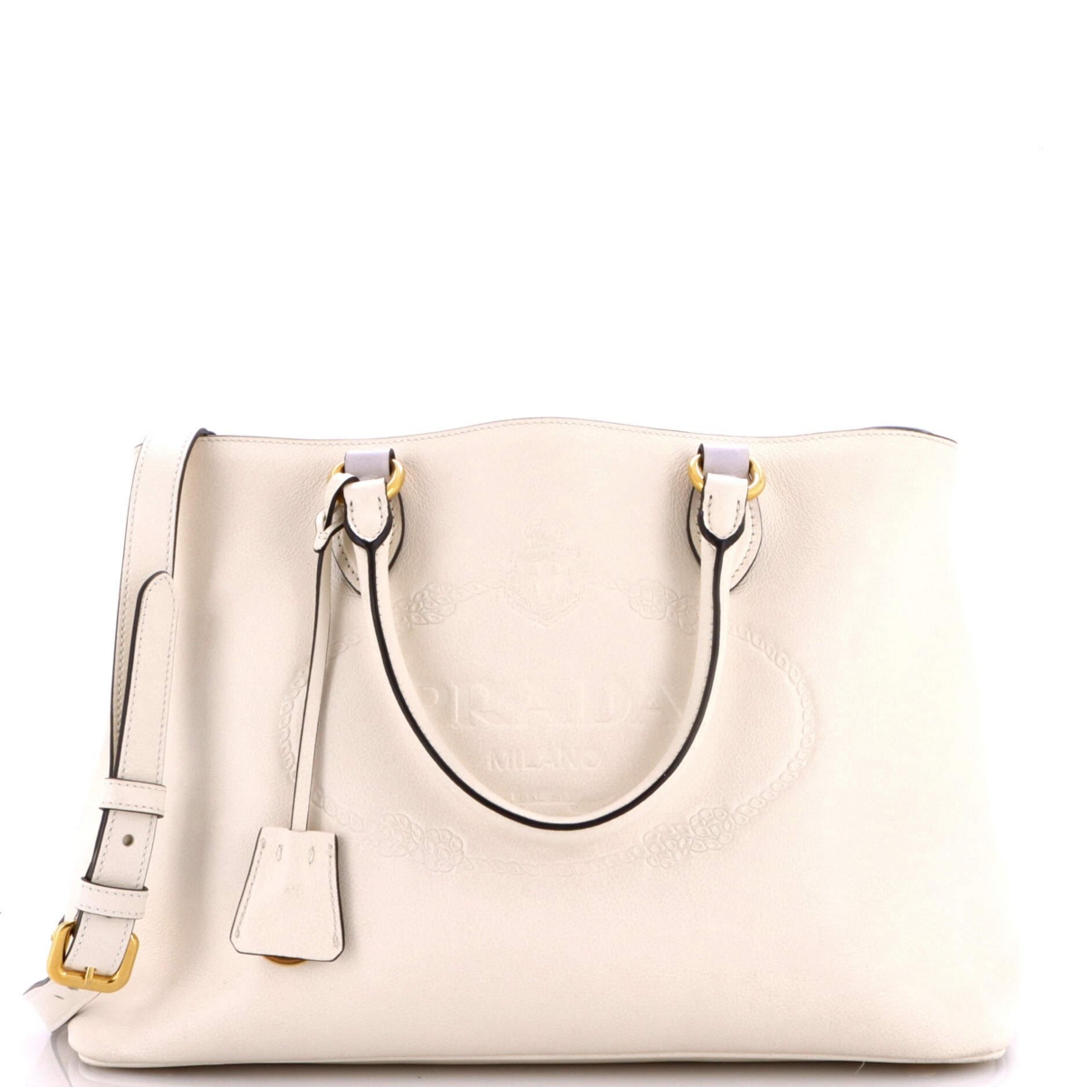 Click here for Pre-Owned Prada Medium Embossed Logo Convertible O... prices