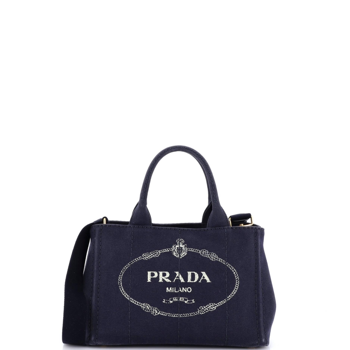 Click here for Pre-Owned Prada Mini Canapa Tote Canvas - Blue prices