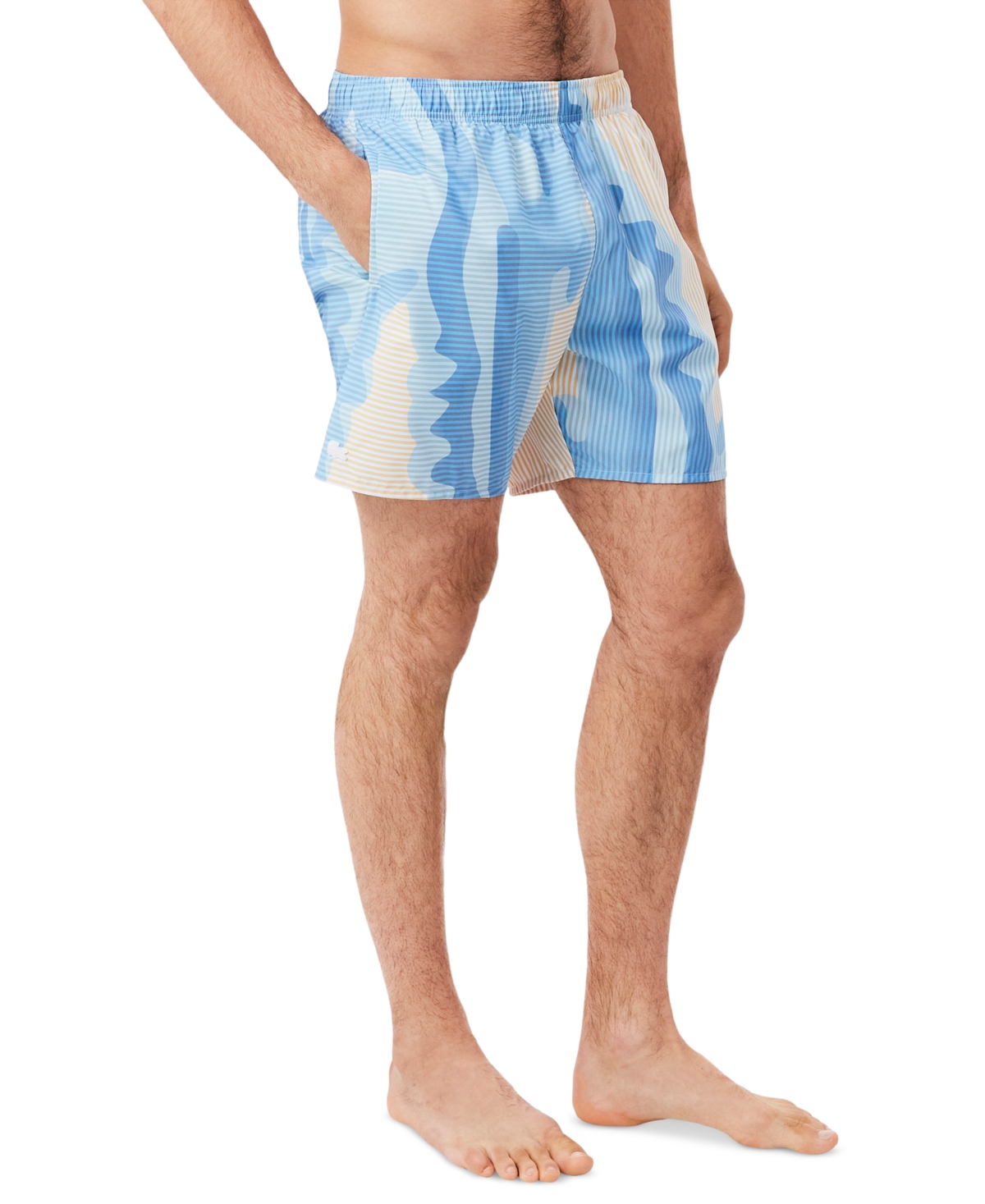 Click here for Lacoste Mens Polyester Mid-Length Striped Swim Tru... prices