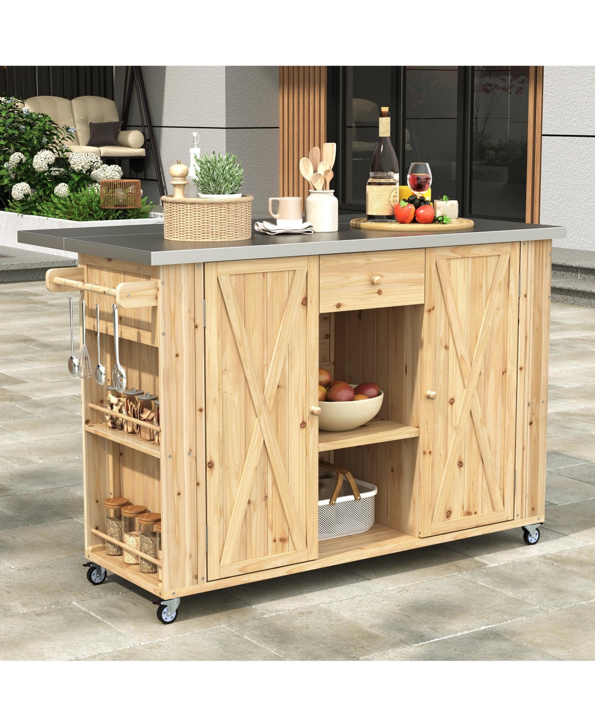 Click here for Clihome Outdoor Kitchen Storage Island Fir Wood Ki... prices