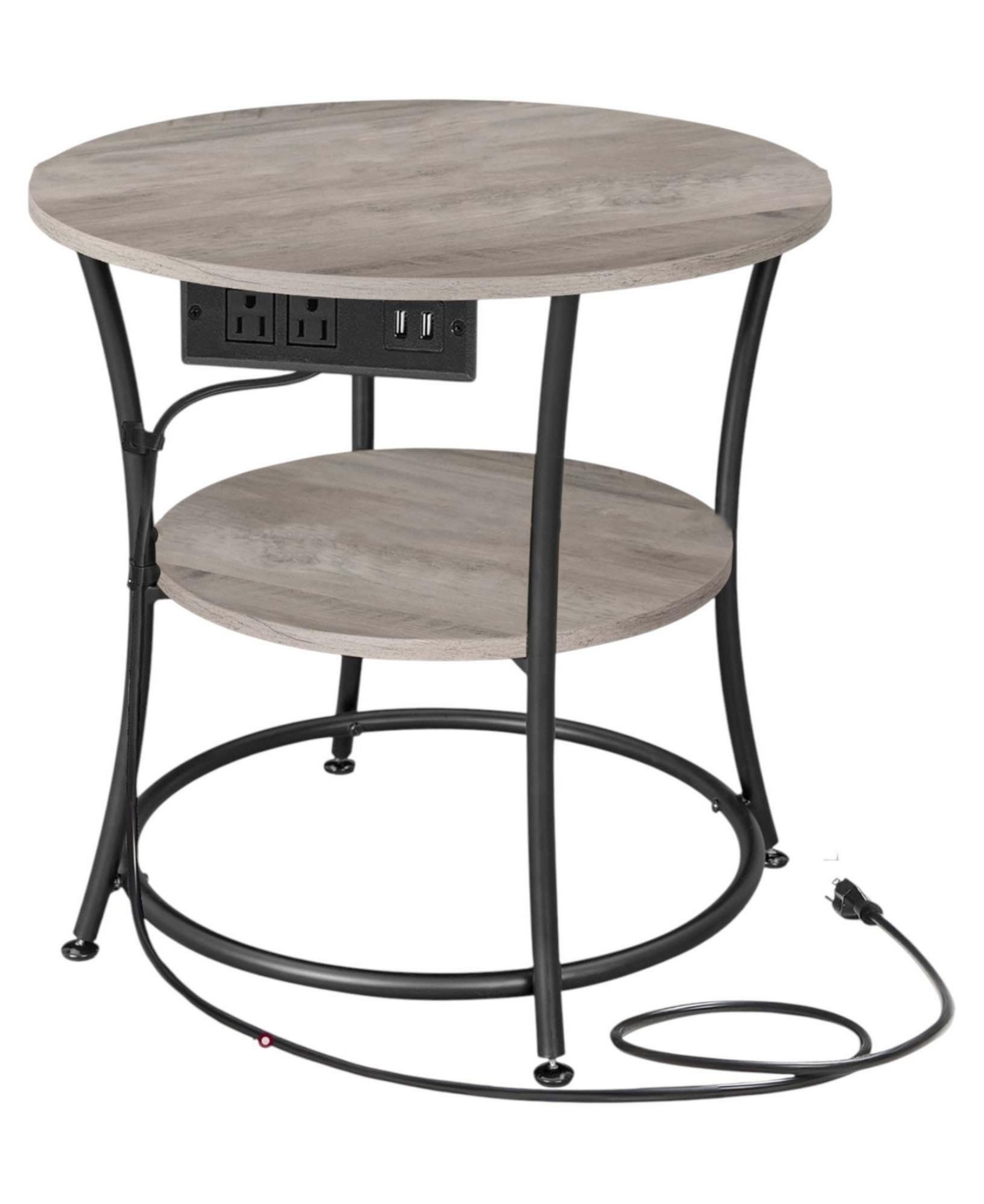 Click here for Slickblue 2 Tier Round Side Table with Power Outle... prices