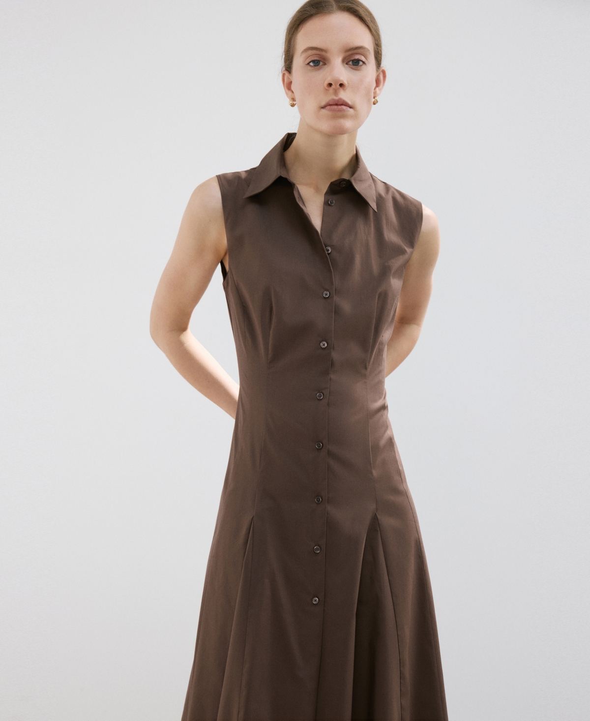 Click here for Mango Womens Lyocell Shirt Dress - Brown prices
