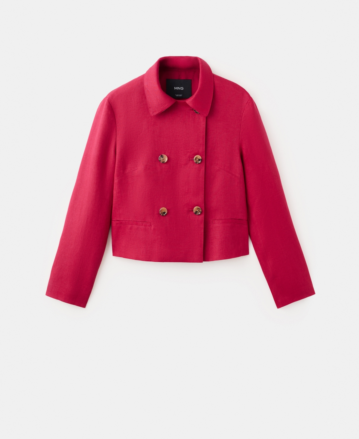 Click here for Mango Womens Double-Breasted Linen Jacket - Red prices